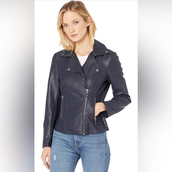 Max Studio | Jackets & Coats | Nwt Navy Blue Max Studio Faux Leather ...